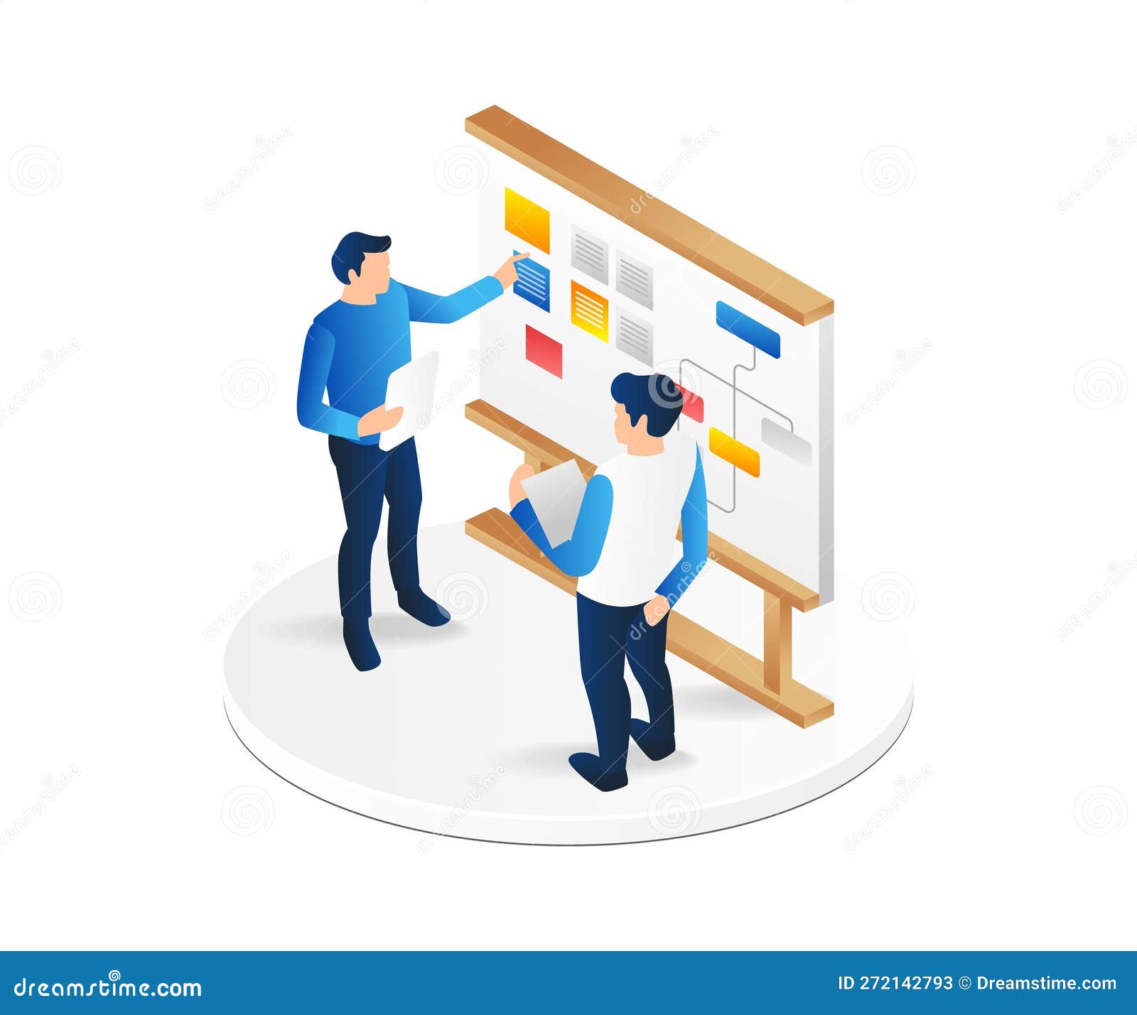 Isometric Flat 3d Illustration Concept of Two Men Putting Together a ...