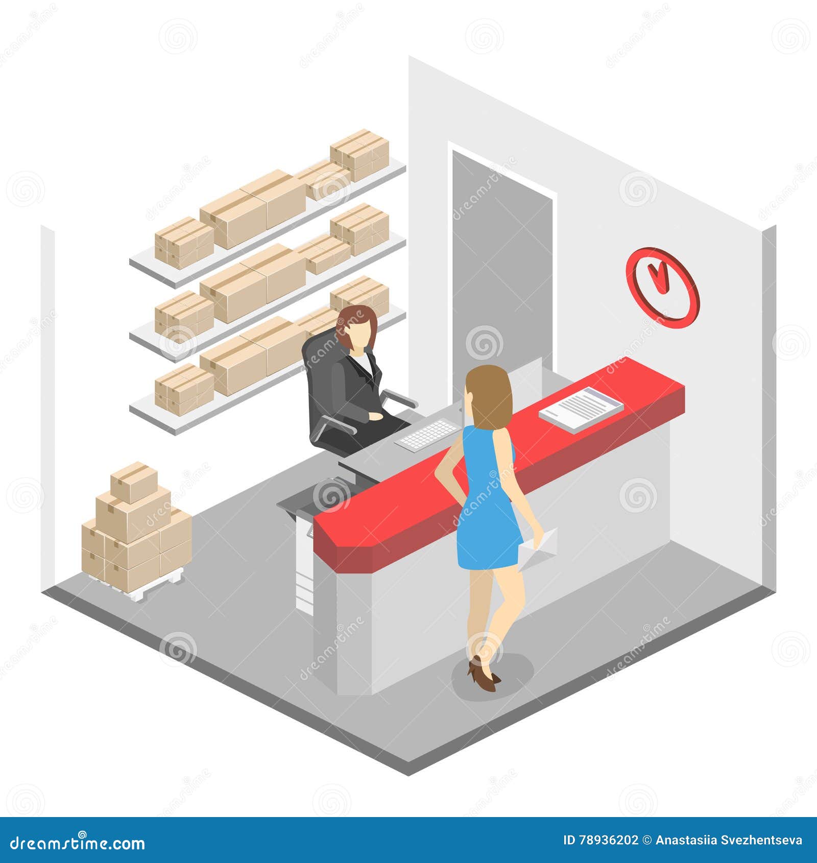 Isometric Flat 3D Interior of Post Office. Stock Illustration ...