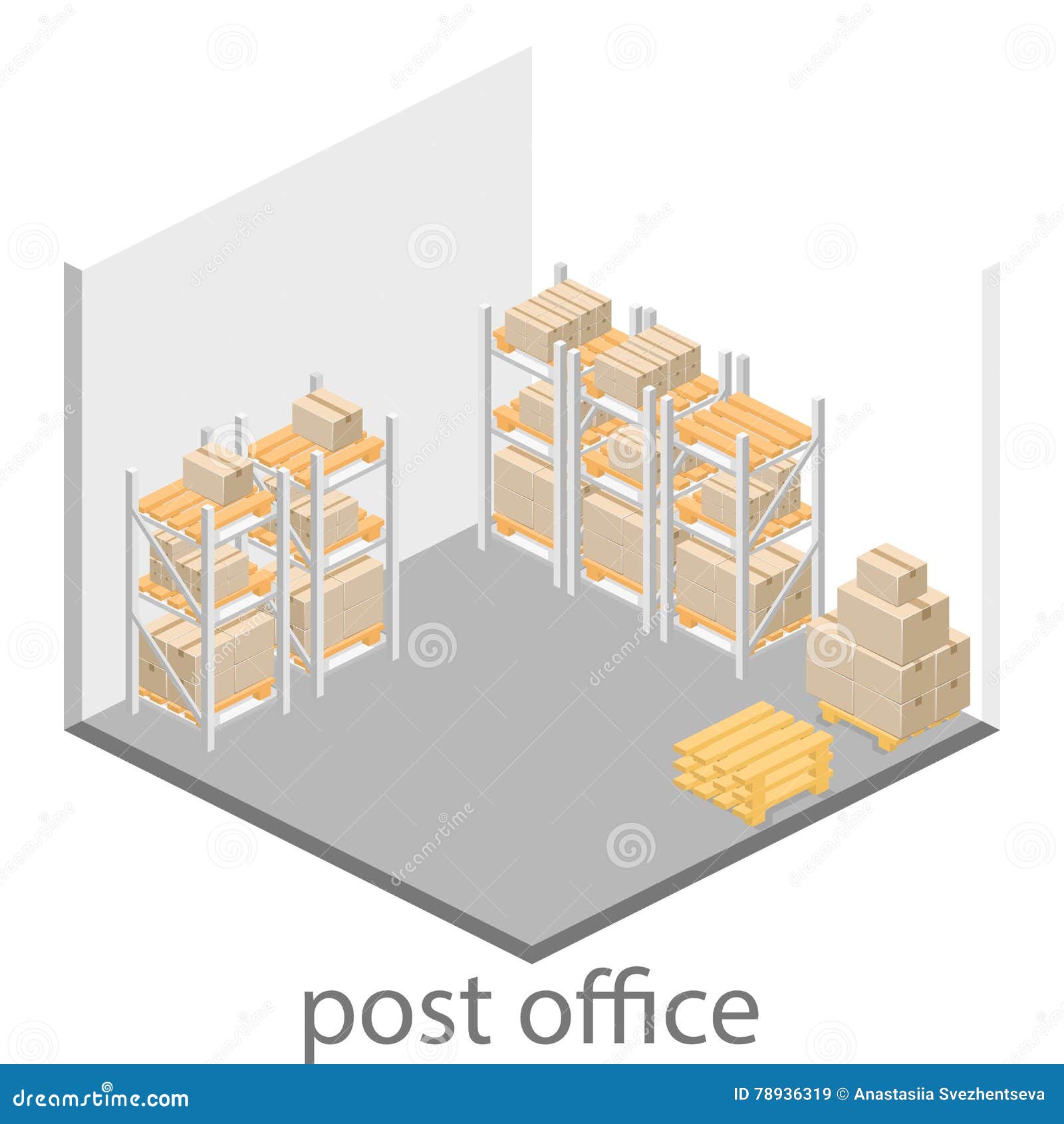 Isometric Flat 3D Interior of Post Office. Stock Illustration ...