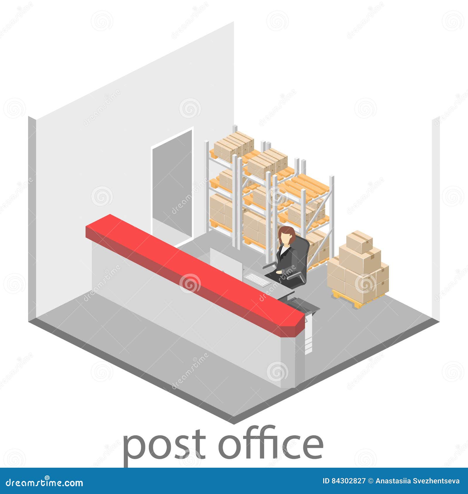 Isometric Flat 3D Interior of Post Office. Stock Illustration ...