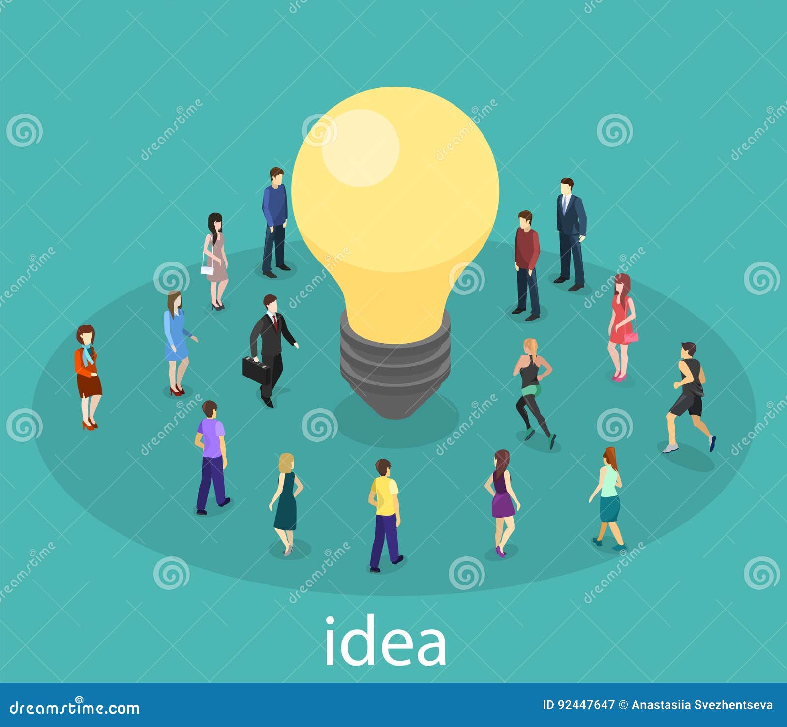 Isometric Flat 3D Isolated Business Idea Concept. People Innovation ...