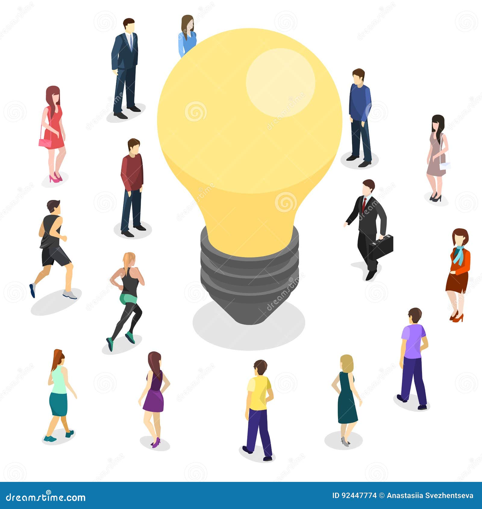 Isometric Flat 3D Isolated Business Idea Concept. People Innovation ...