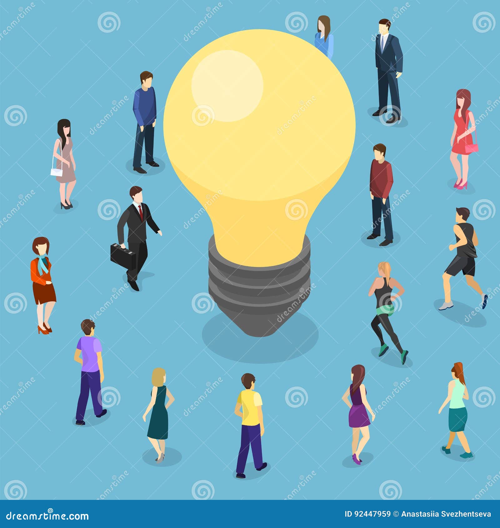 Isometric Flat 3D Isolated Business Idea Concept. People Innovation ...