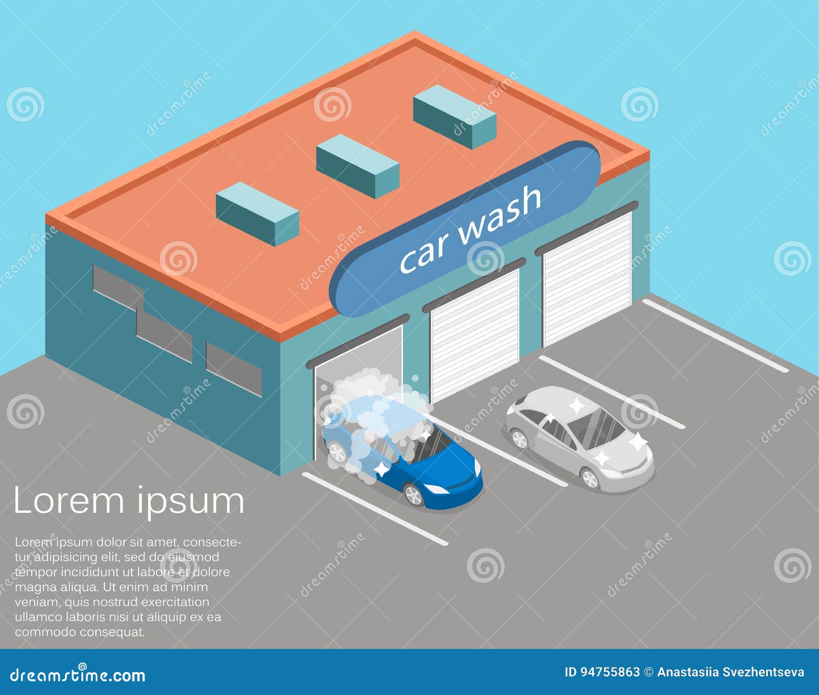 Isometric Flat 3D Isolated Car Service Building or Car Repair Stock ...