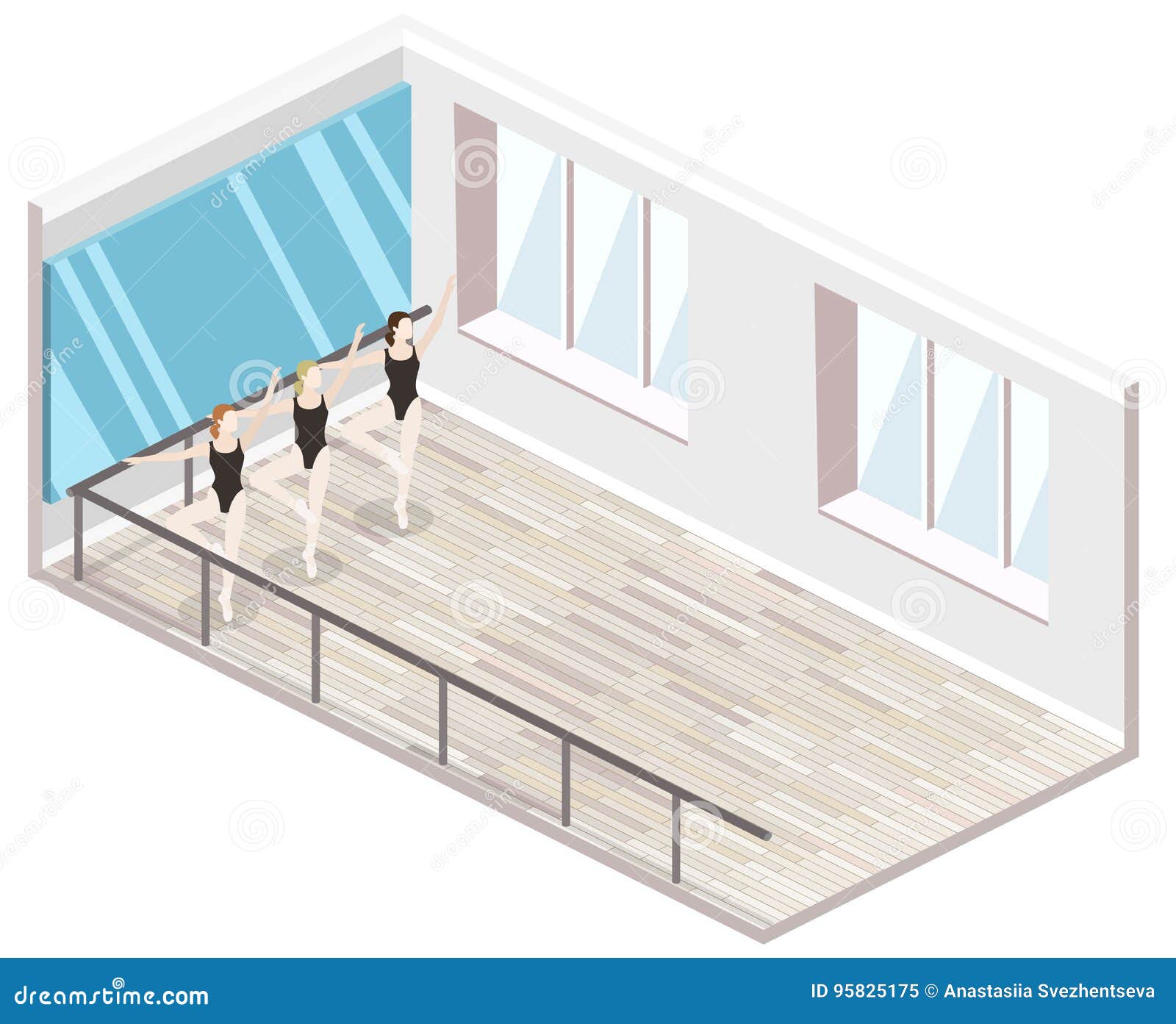 Isometric Flat 3D Isolated Concept Cutaway Interiortraining Dance-hall ...
