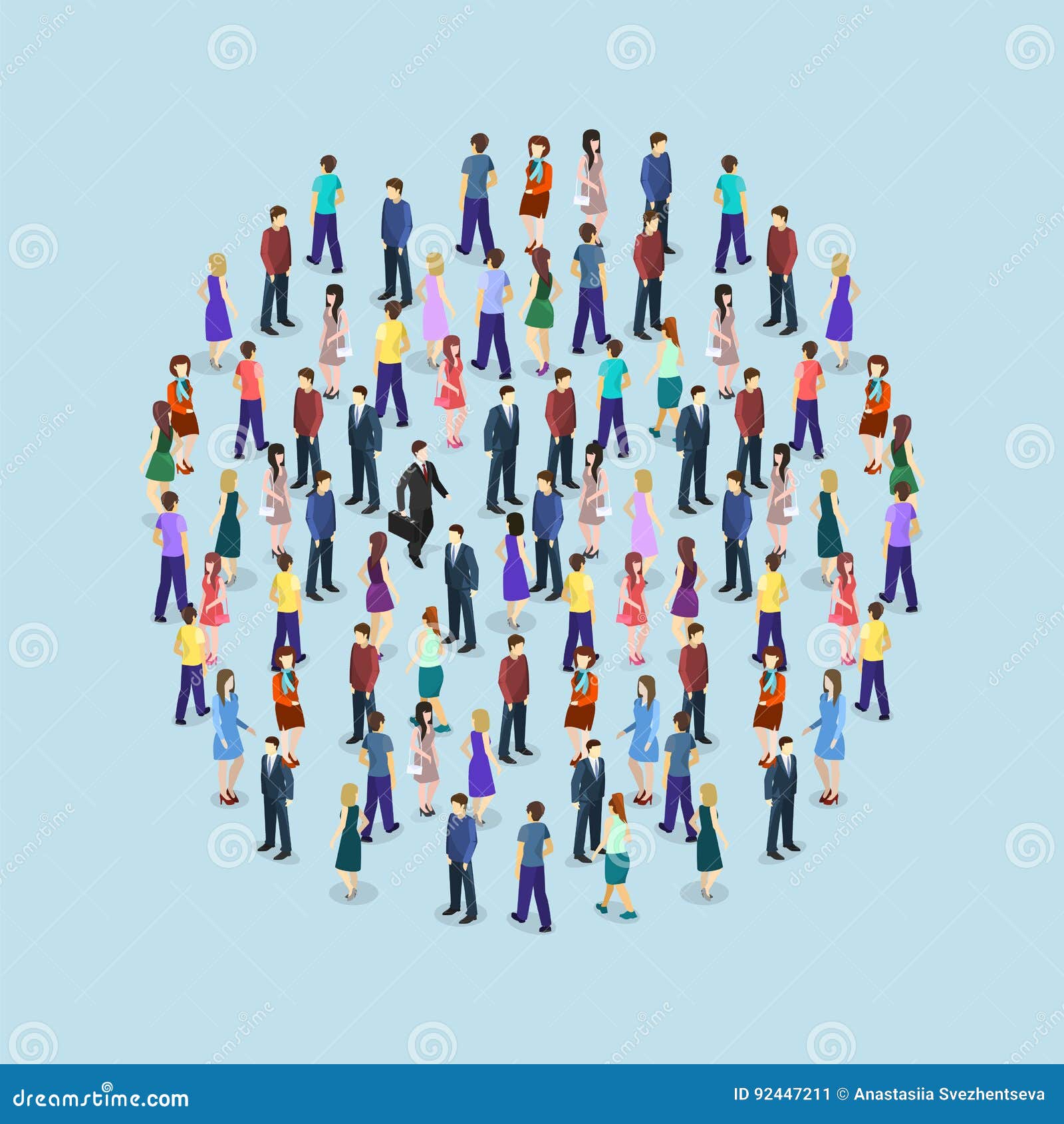 Isometric Flat 3D Isolated Concept a Large Crowd of People Standing in ...
