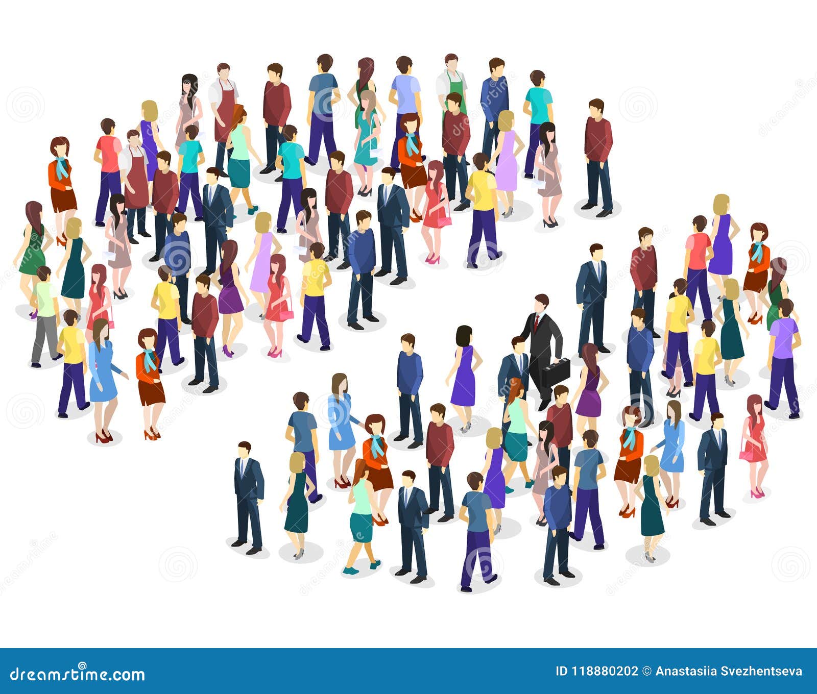 Isometric Flat Infographic Chart Consisting of a Crowd of People Stock ...