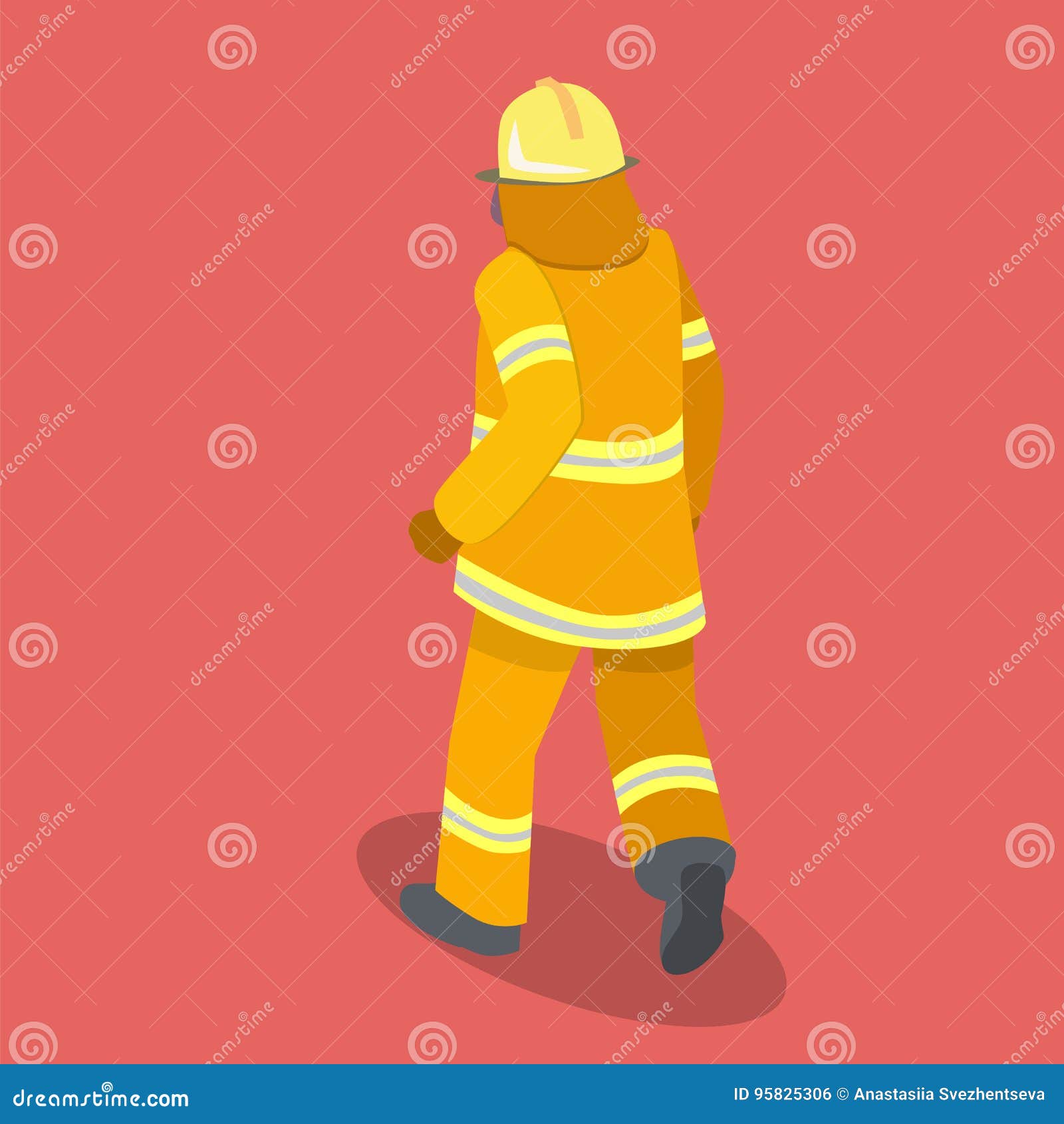 Isometric Flat 3D Isolated Cutaway Firefighters in Action. Stock ...