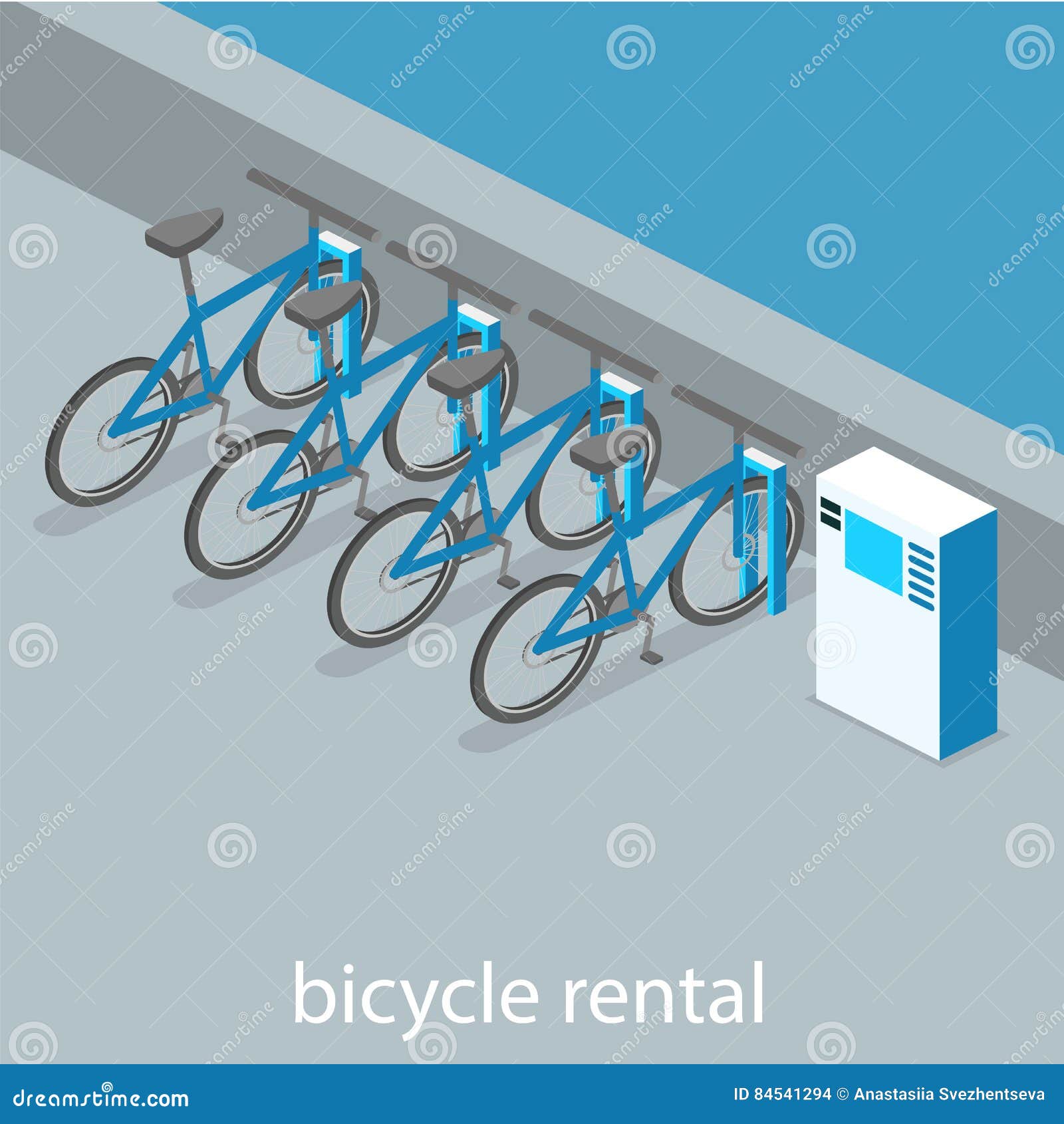 Isometric Flat 3D Isolated Cutaway Interior Bicycle Rental Stock ...