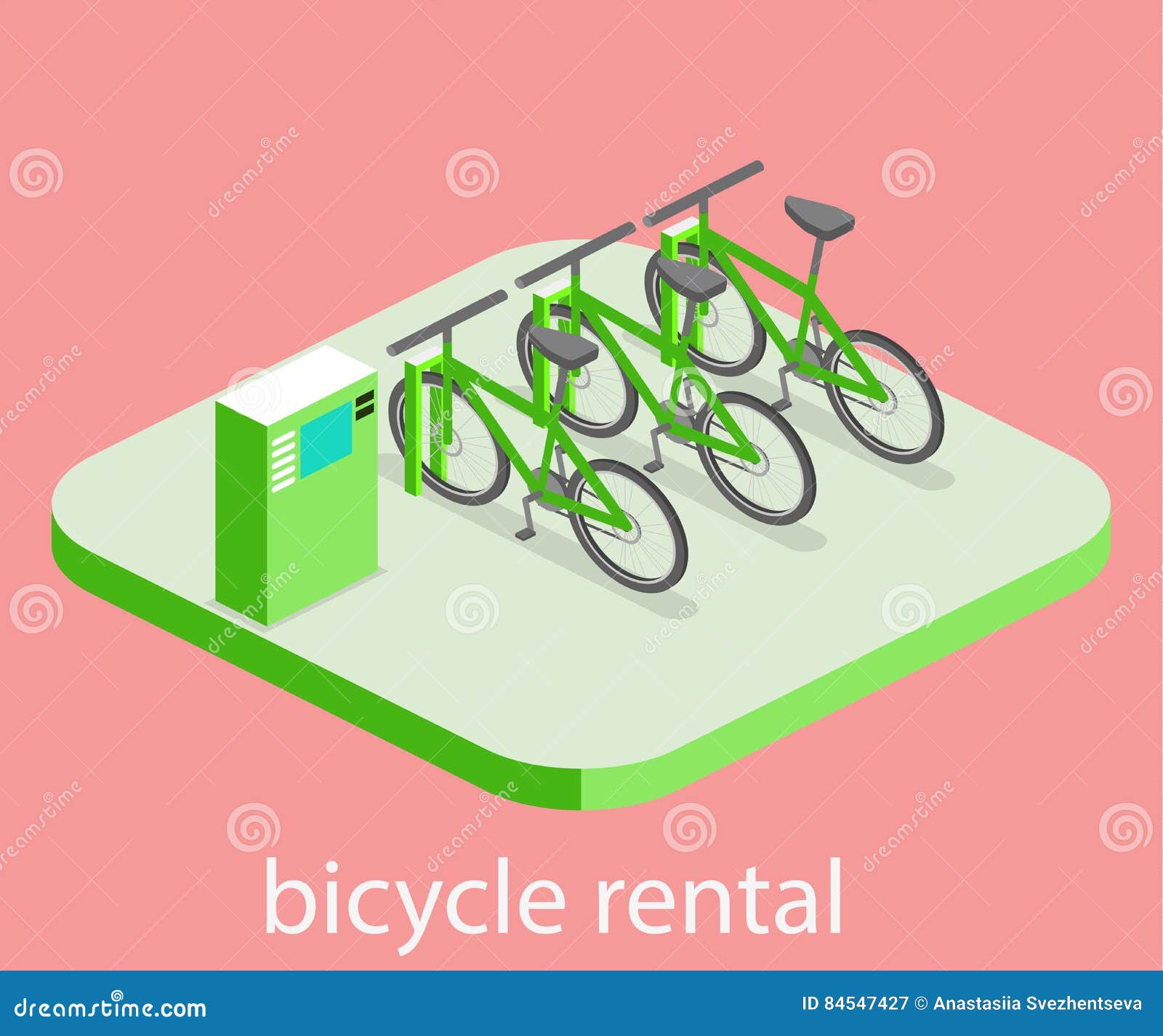 Isometric Flat 3D Isolated Cutaway Interior Bicycle Rental Stock ...