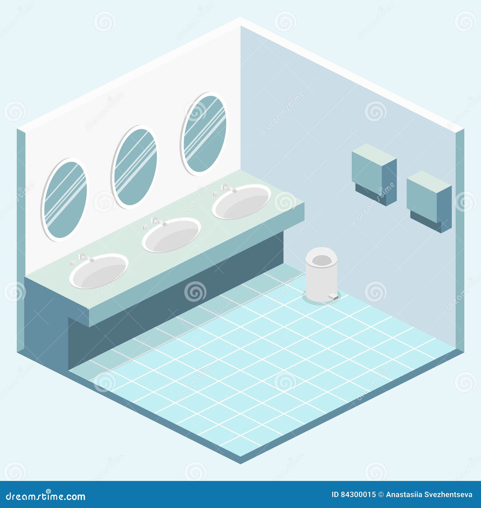Isometric Flat 3D Isolated Cutaway Interior of Public Toilet Stock ...