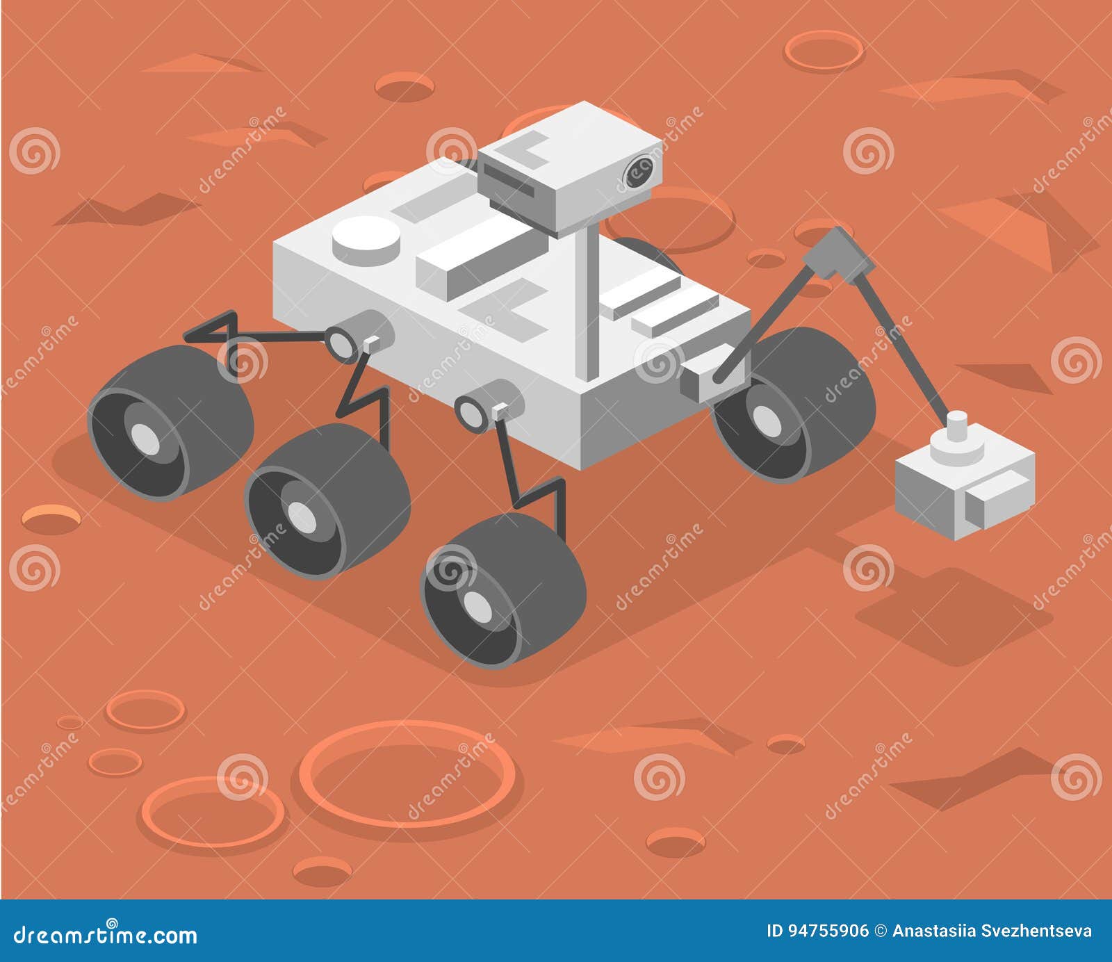 Isometric Rover Moon Or Mars Rover, Robotic Space Autonomous Vehicle ...