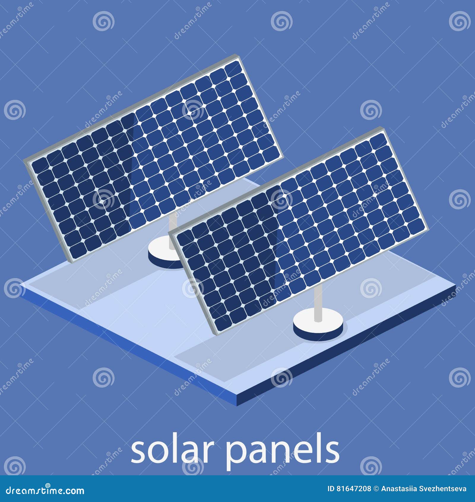 Isometric Flat 3D Outside Solar Panels Stock Illustration ...