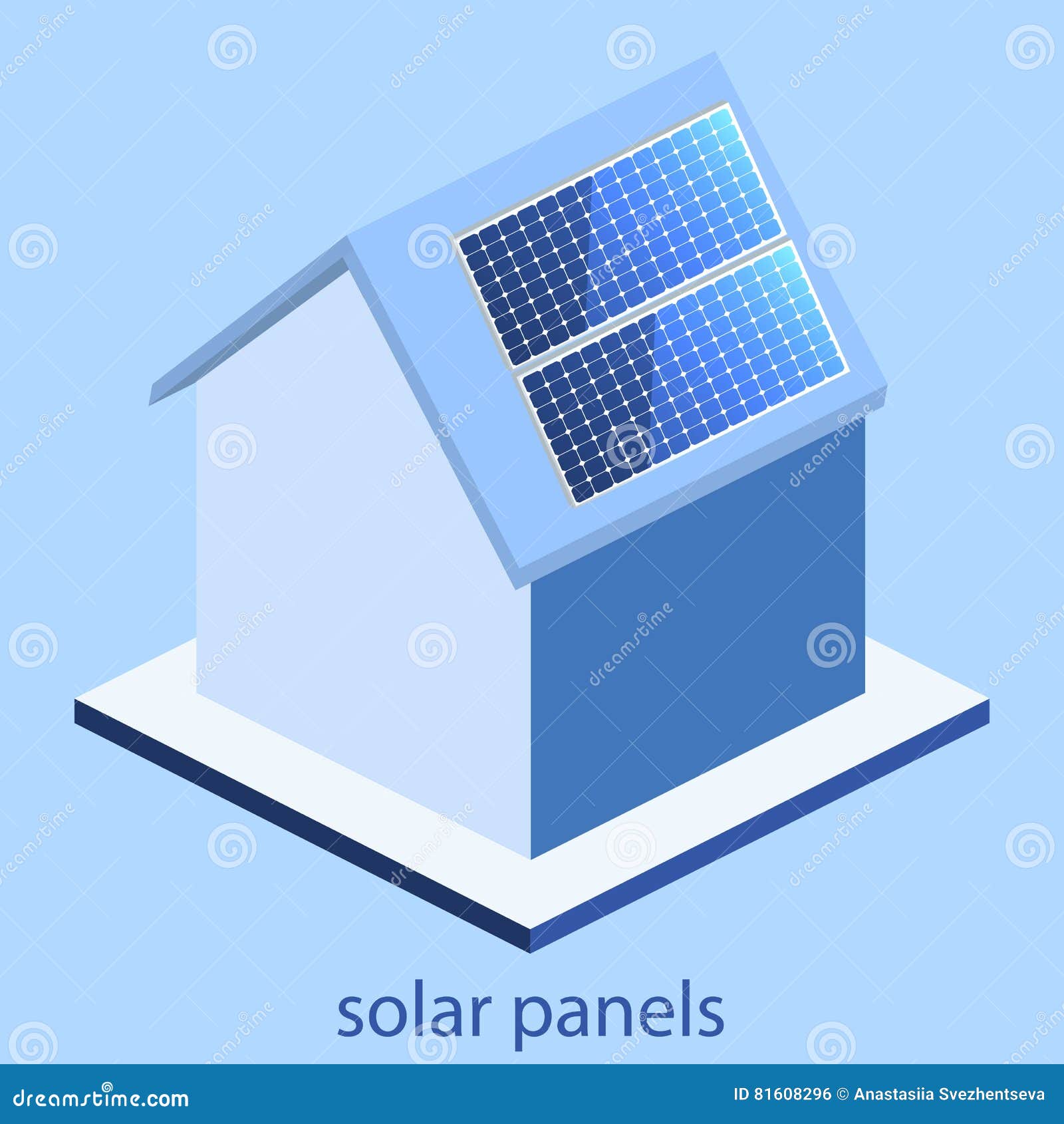 Isometric Flat 3D Outside Solar Panels on House Stock Illustration ...
