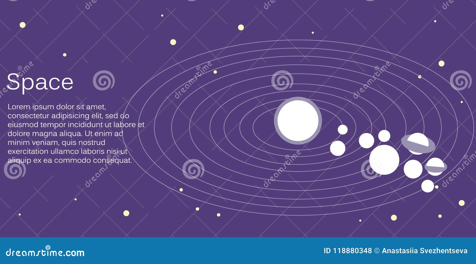 Isometric Flat 3D Vector Solar System Showing Planets Around Sun Stock ...
