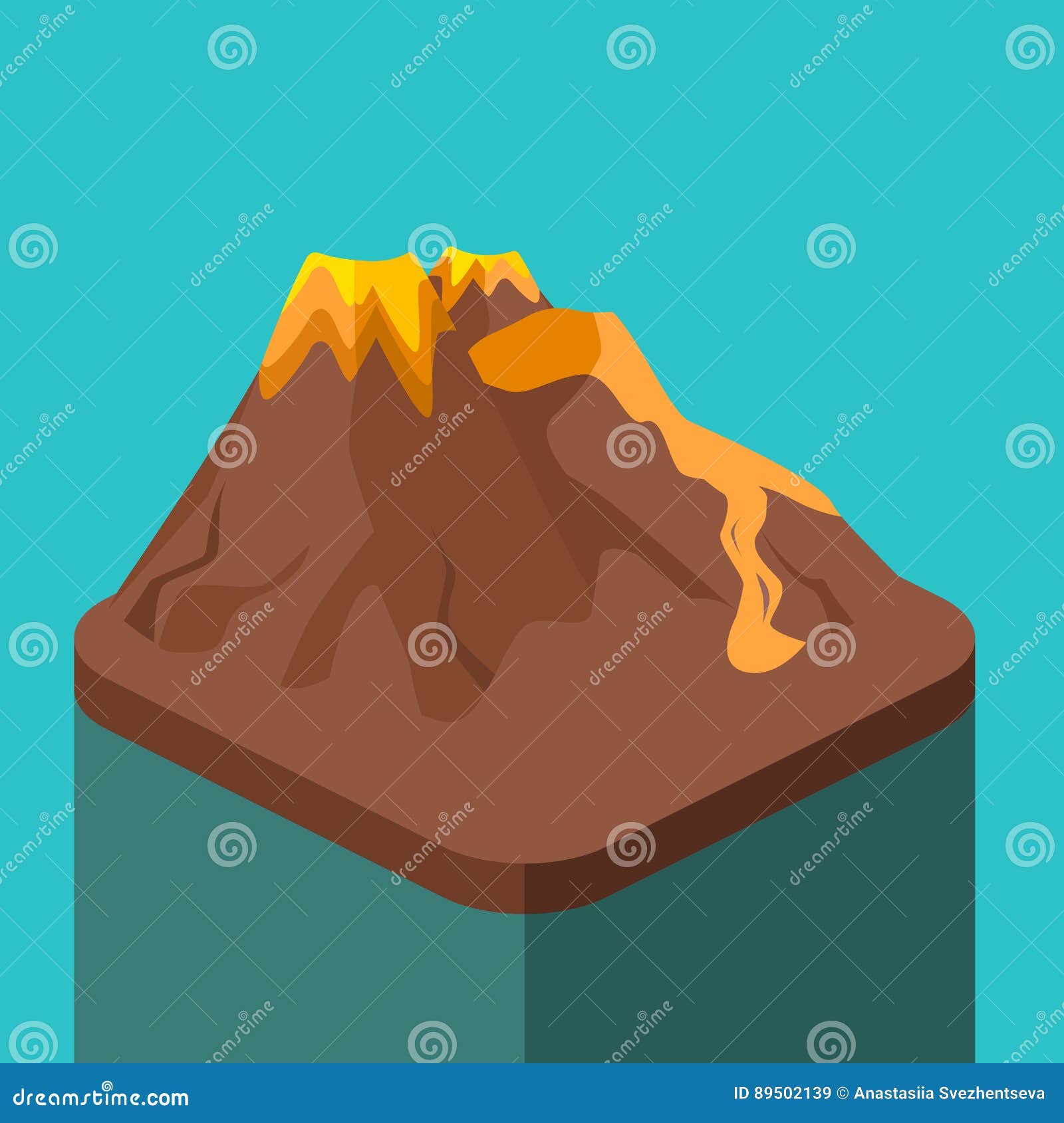 Volcano Magma Eruptio Icon Collection. Spectacular Natural Phenomenon ...