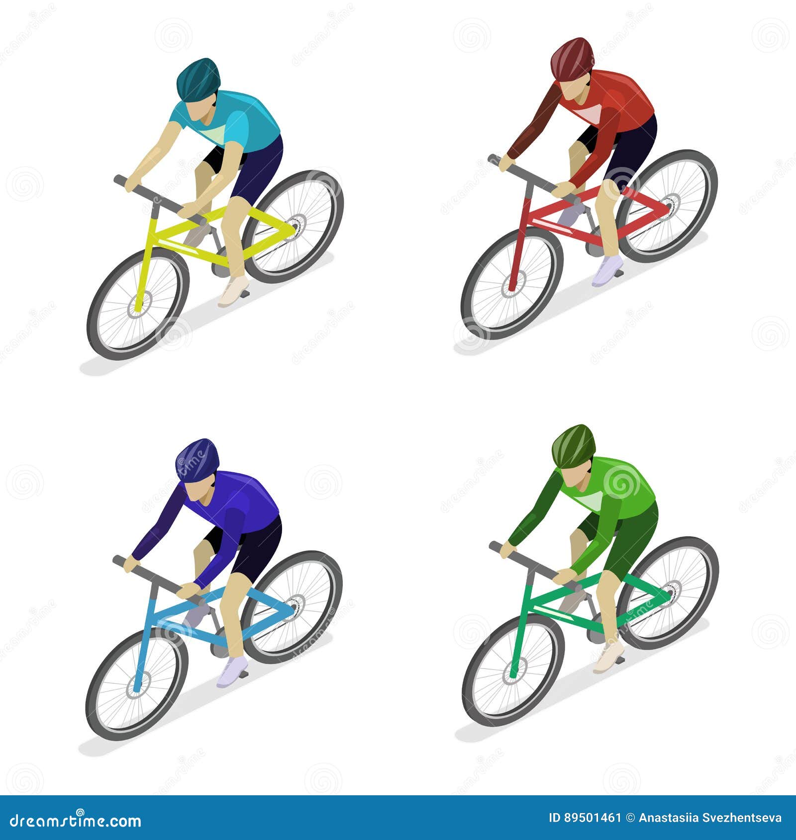 Isometric Flat Group of Cyclists Man in Road Bicycle Racing. Stock ...