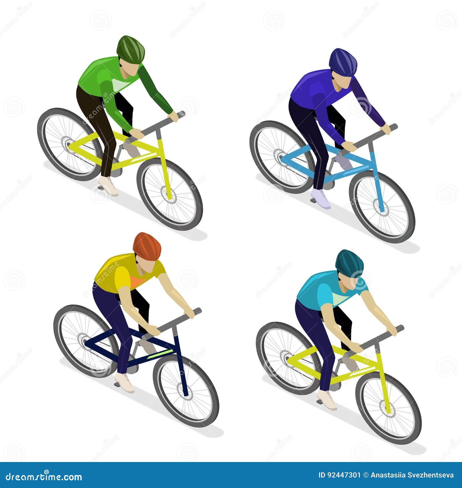Isometric Flat Group of Cyclists Man in Road Bicycle Racing. Stock ...