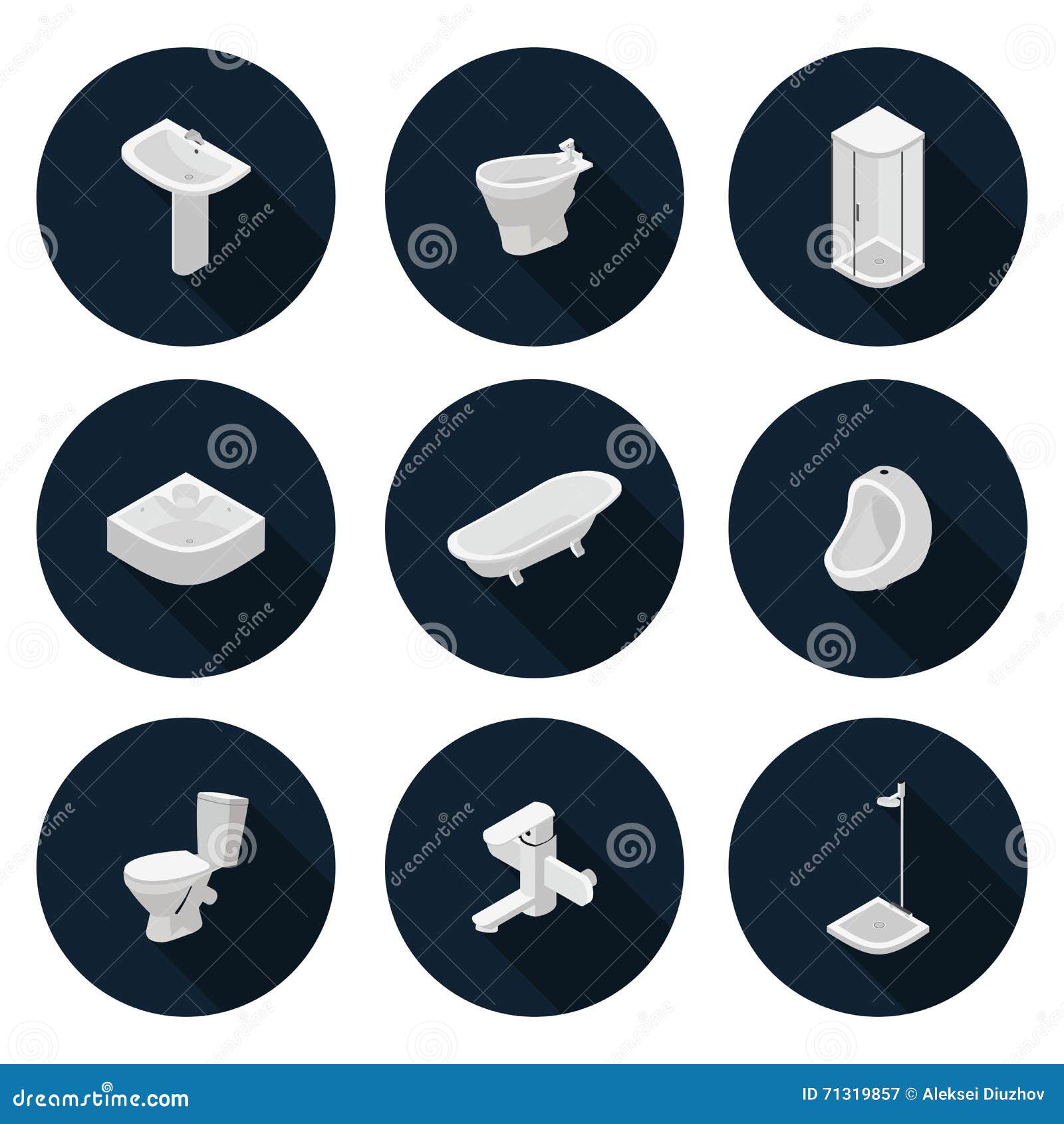 Isometric Flat Icons Sanitary Ware Stock Illustration - Illustration of ...