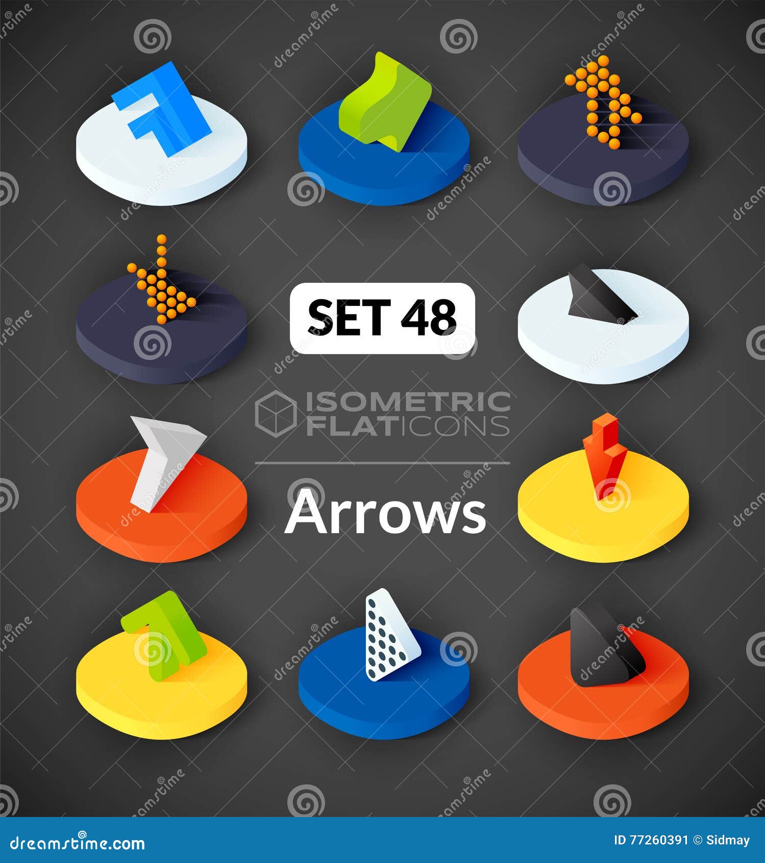 Isometric Flat Icons Set 48 Stock Vector - Illustration of isometric ...