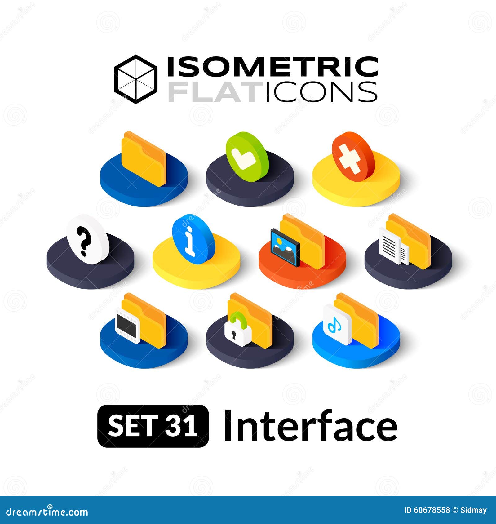 Isometric Flat Icons Set 31 Stock Vector - Illustration of lock, phone ...