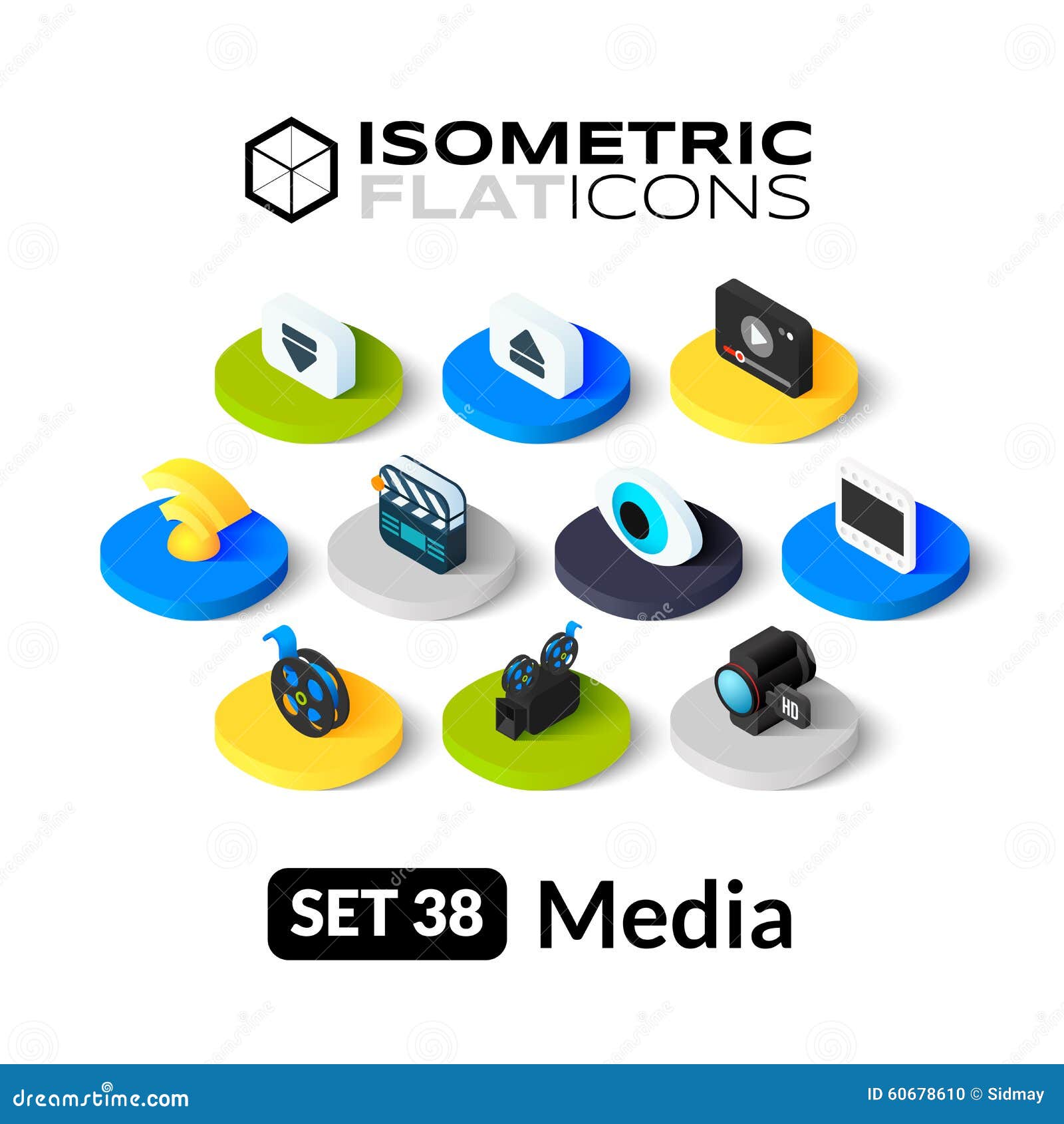 Isometric Flat Icons Set 38 Stock Vector - Illustration of interface ...