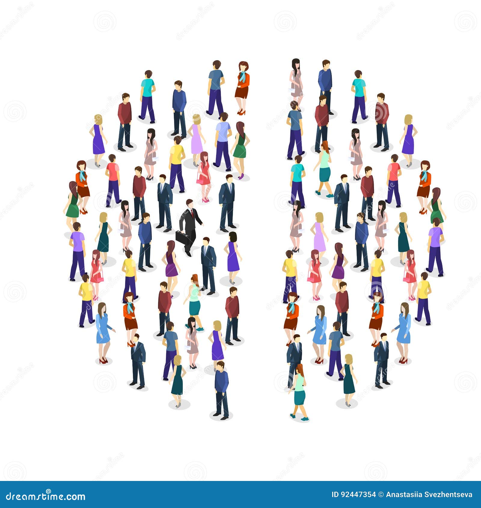 Isometric Flat Infographic Chart Consisting of a Crowd of People Stock ...
