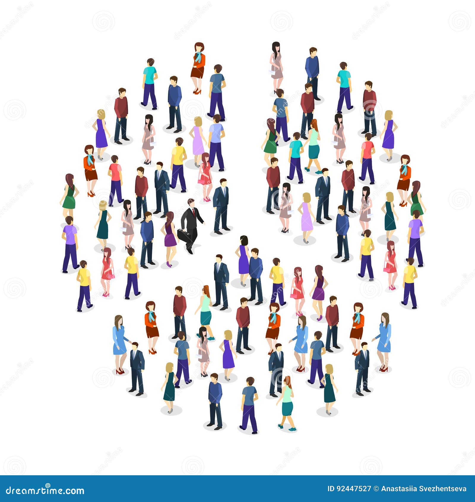 Isometric Flat Infographic Chart Consisting of a Crowd of People Stock ...