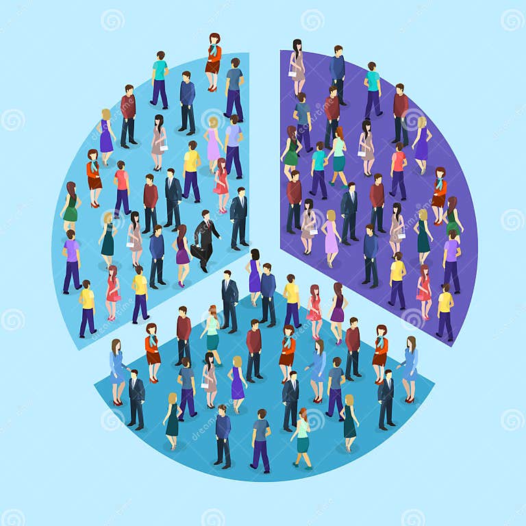 Isometric Flat Infographic Chart Consisting of a Crowd of People Stock ...