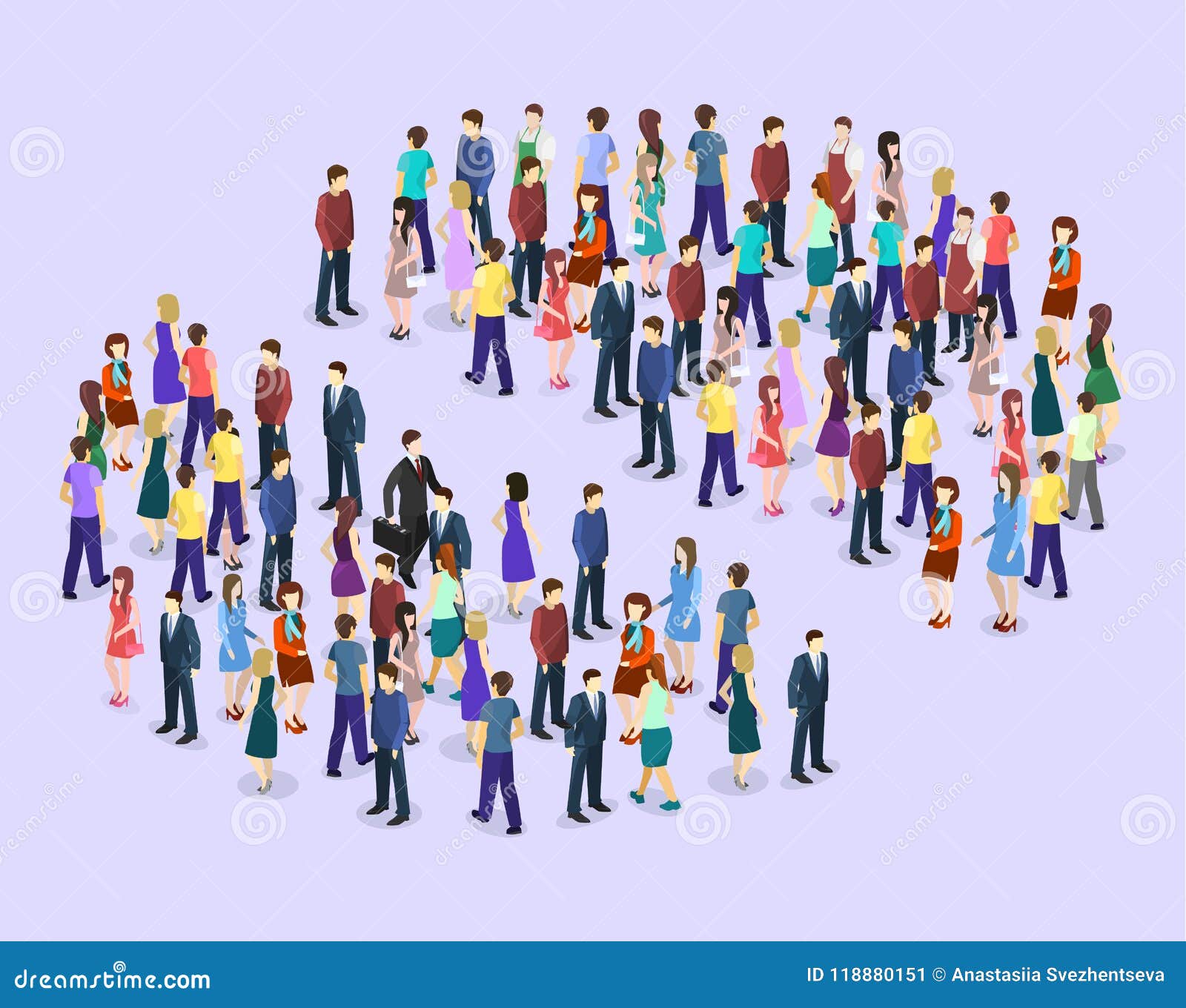 Isometric Flat Infographic Chart Consisting of a Crowd of People Stock ...