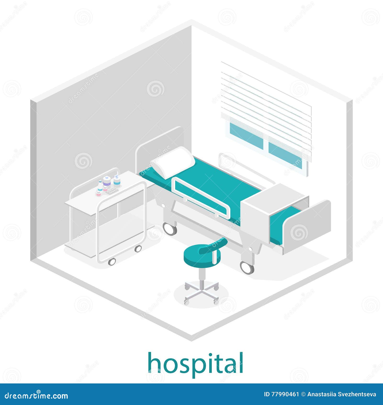 Isometric Flat Interior of Hospital Room. Stock Illustration ...