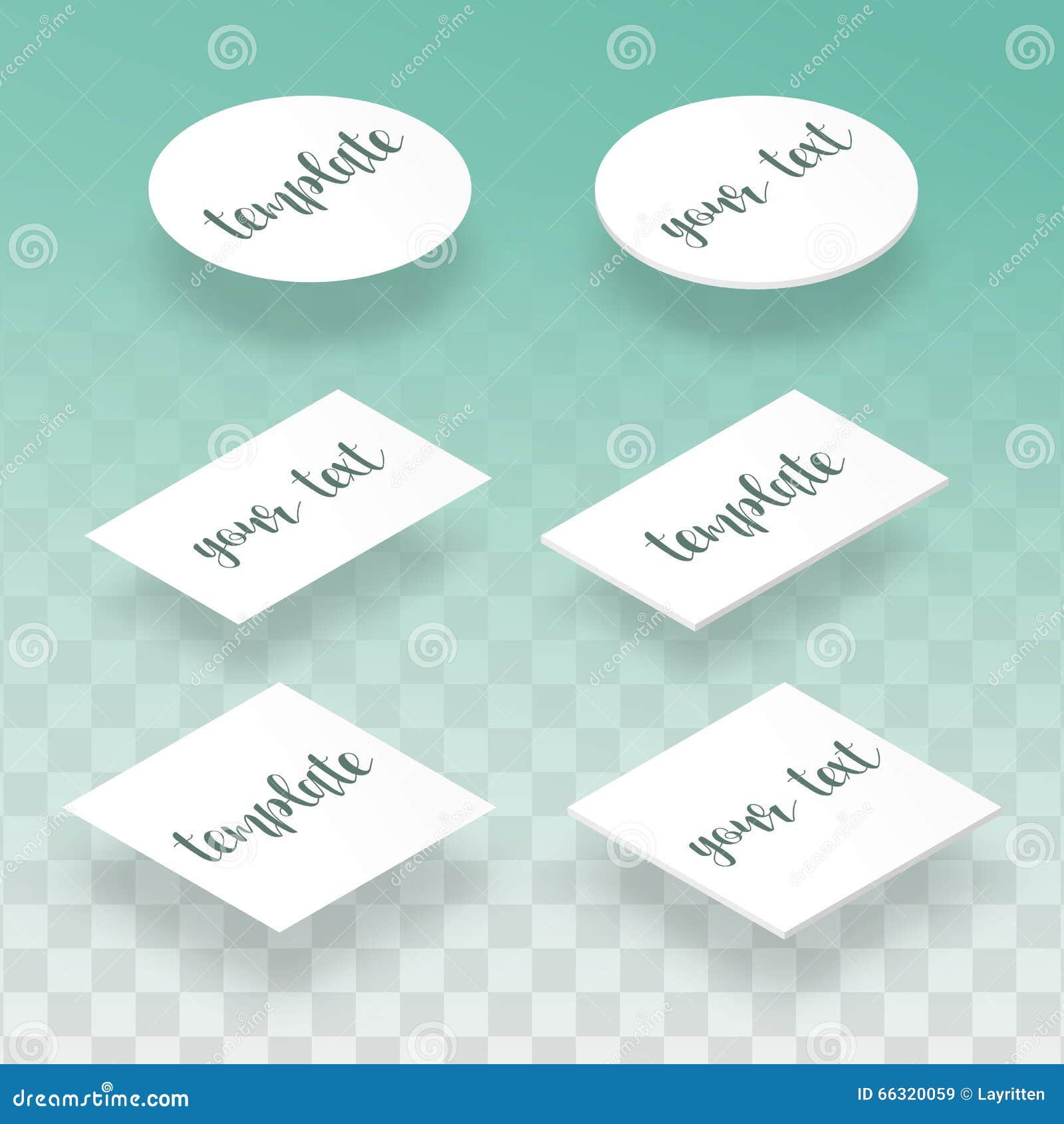 Isometric Flat and Realistic Card Template for Design Presentations ...