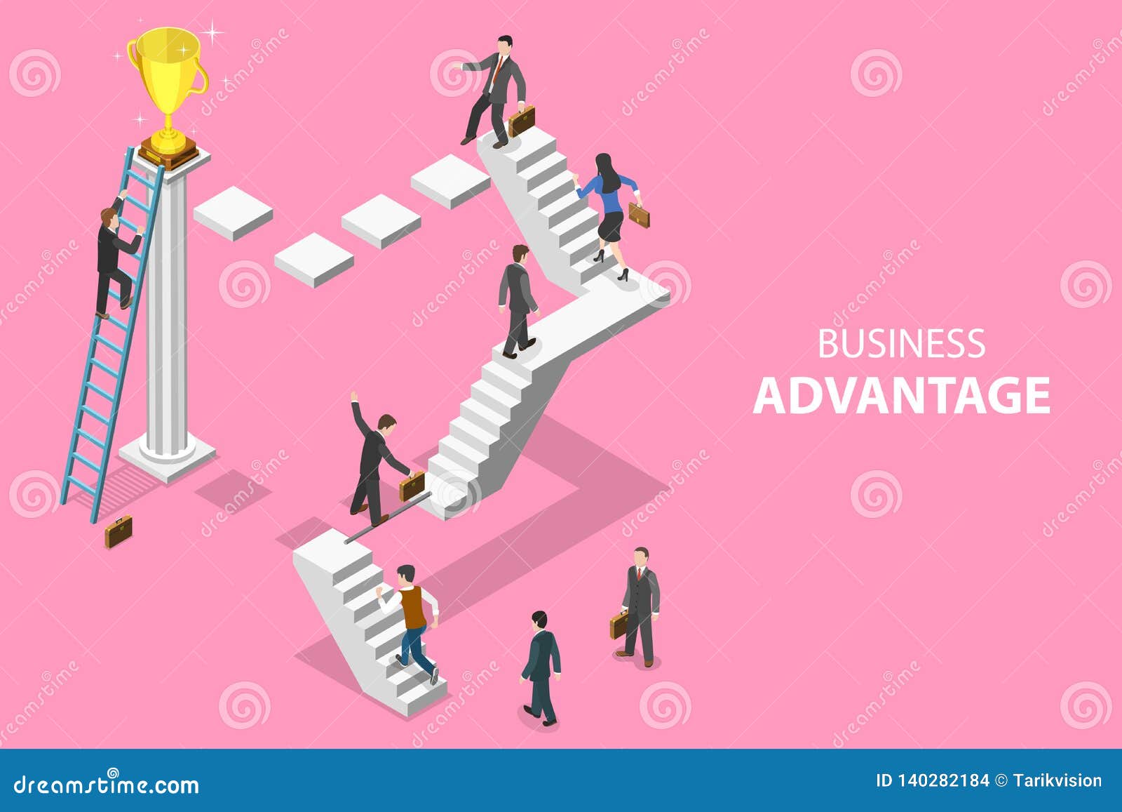 Business Advantage. Businessmen Surpass Their Competitors. Cartoon ...