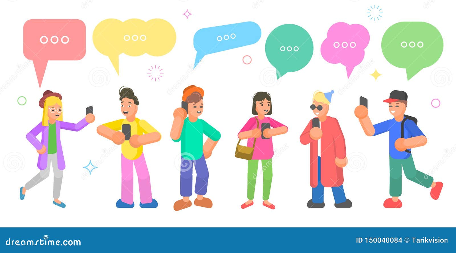 Isometric Flat Vector Concept of Chatting People, Social Network ...