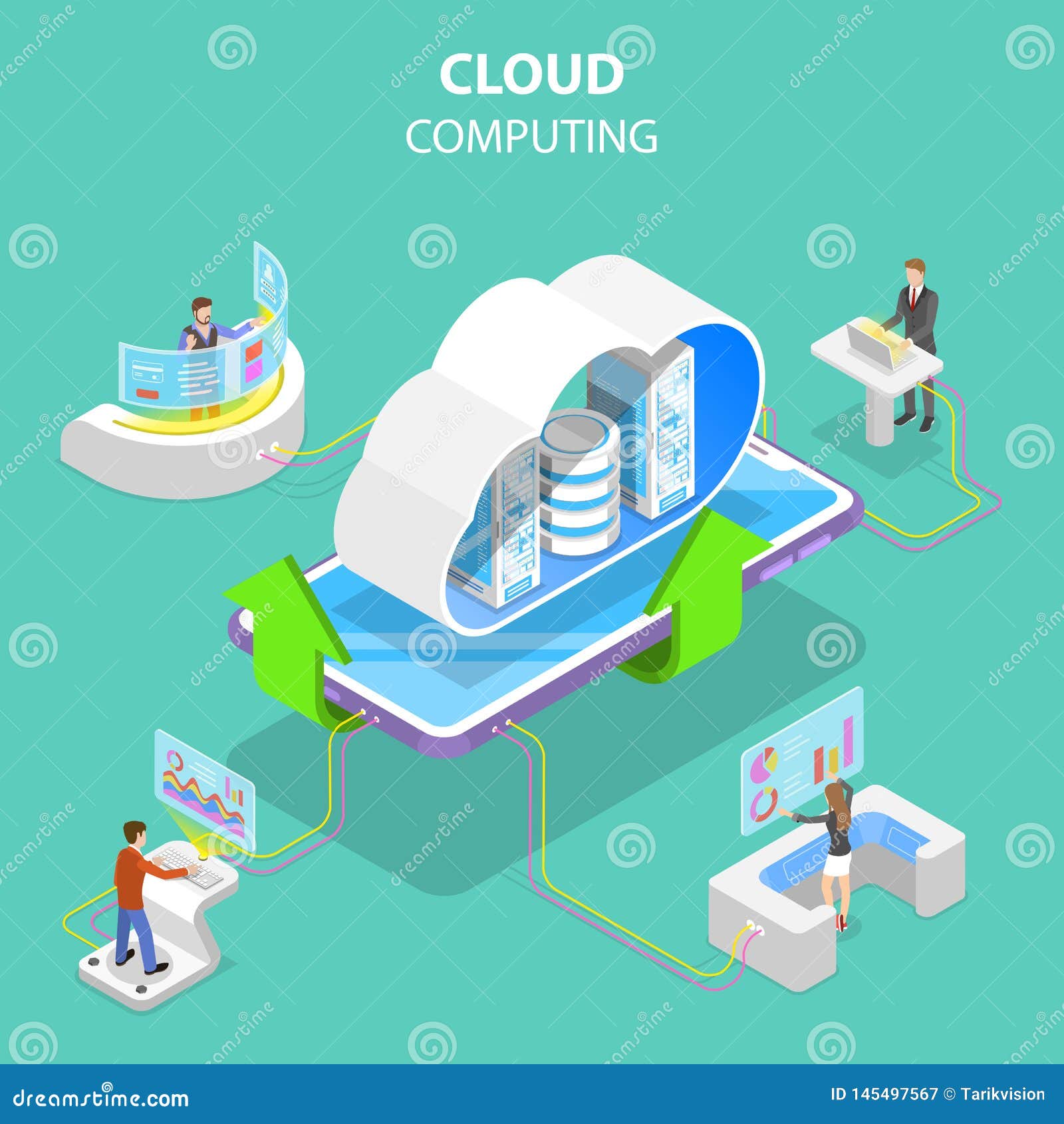 Isometric Flat Vector Concept of Cloud Computing Technology. Stock ...