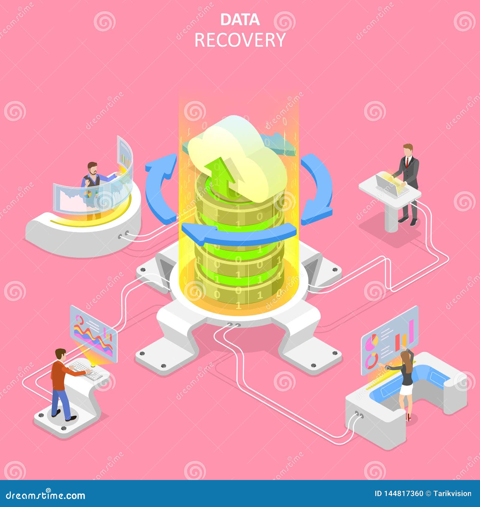 Isometric Flat Vector Concept of Data Recovery Services. Stock Vector ...