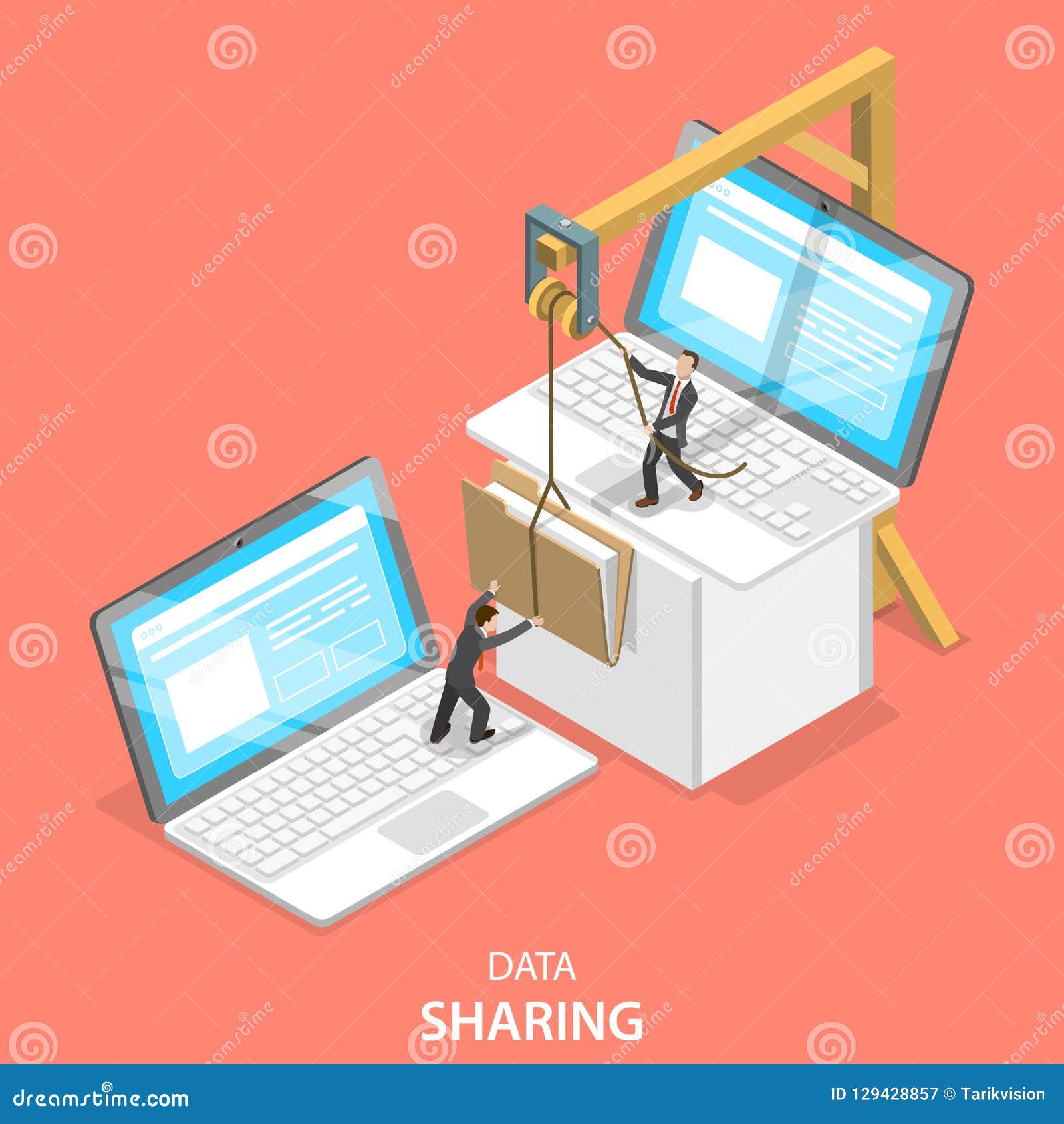 Data Sharing Service Isometric Flat Vector Concept. Stock Vector ...