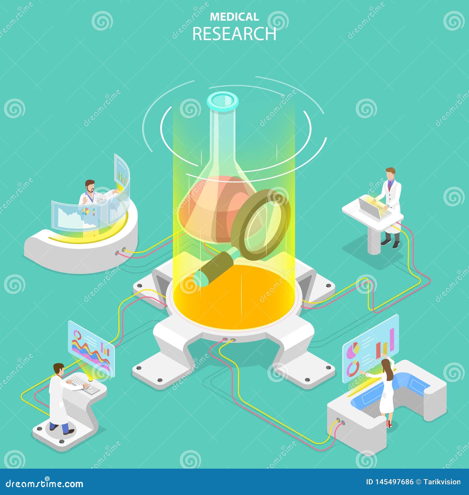 Isometric Flat Vector Concept of Medical Research, Science Technology ...