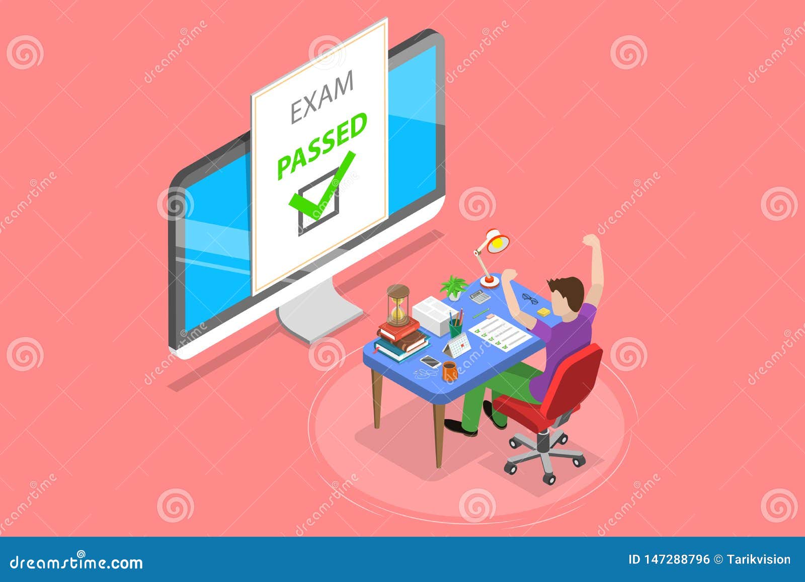 Isometric Flat Vector Concept of Passed Online Exam, Questionnaire Form ...