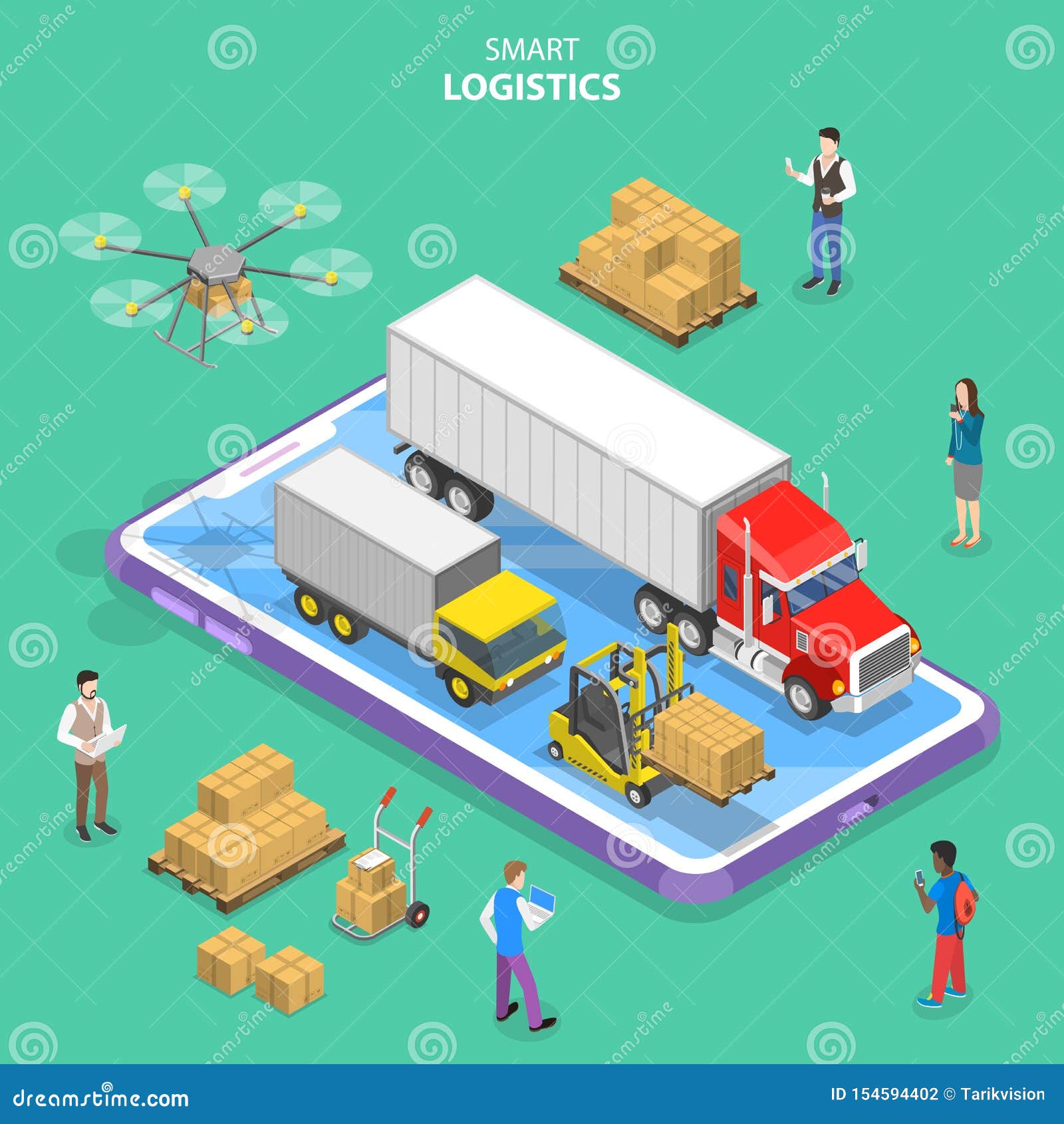 Logistics Flat Global Transportation Concept. Cartoon Vector ...