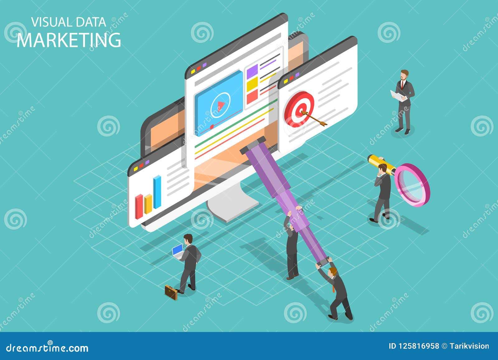Visual Data Marketing Isometric Flat Vector Concept. Stock Vector ... Visual Data Marketing Isometric Flat Vector Concept. Stock Vector ...