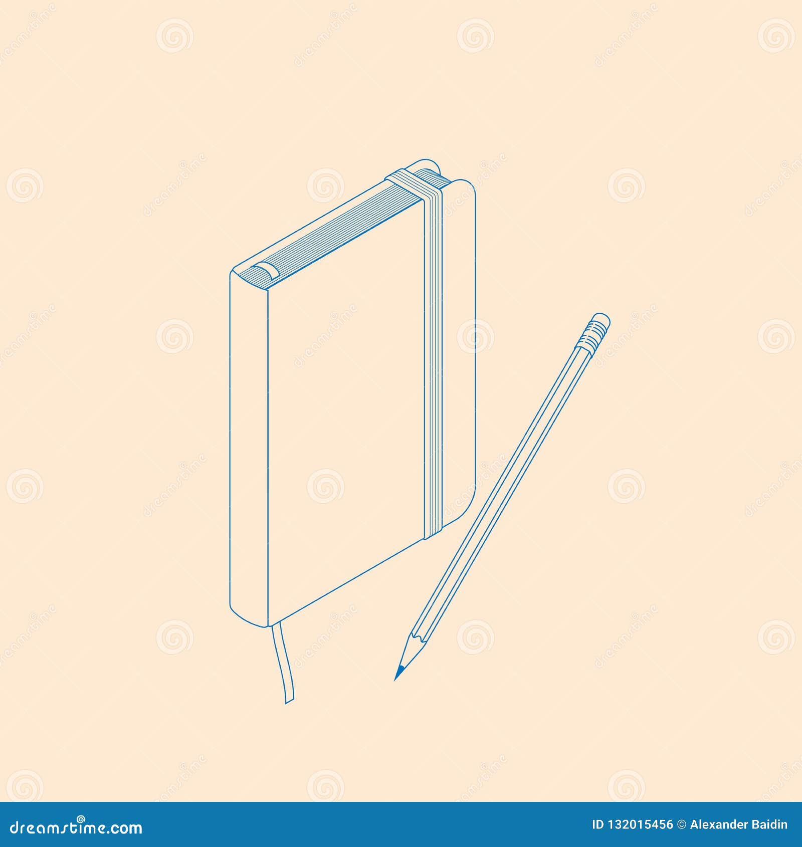 Isometric Flat Vector Illustration of Copybook Notepad with Pencil ... Isometric Flat Vector Illustration of Copybook Notepad with Pencil ...