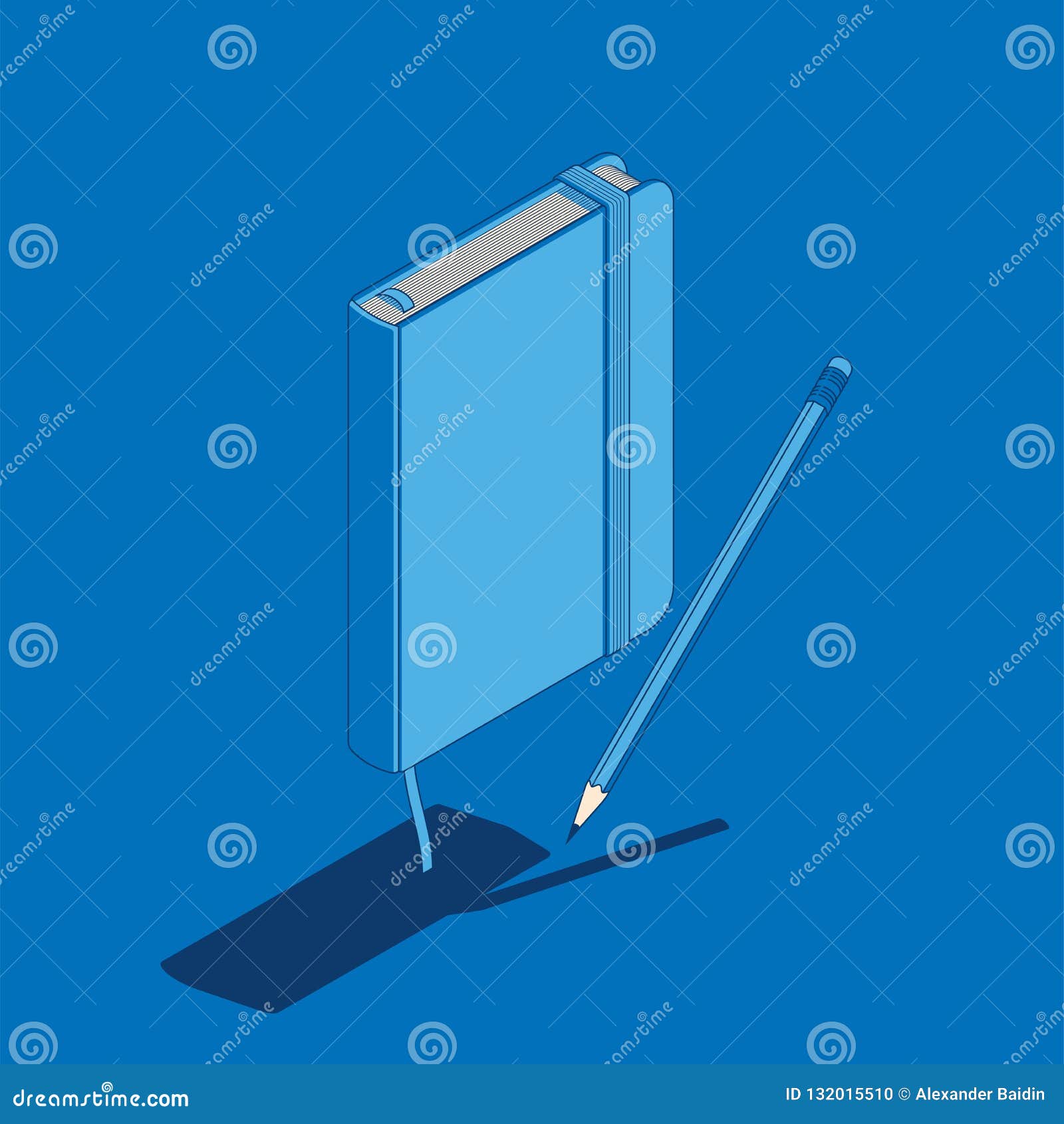 Isometric Flat Vector Illustration of Copybook Notepad with Pencil ... Isometric Flat Vector Illustration of Copybook Notepad with Pencil ...