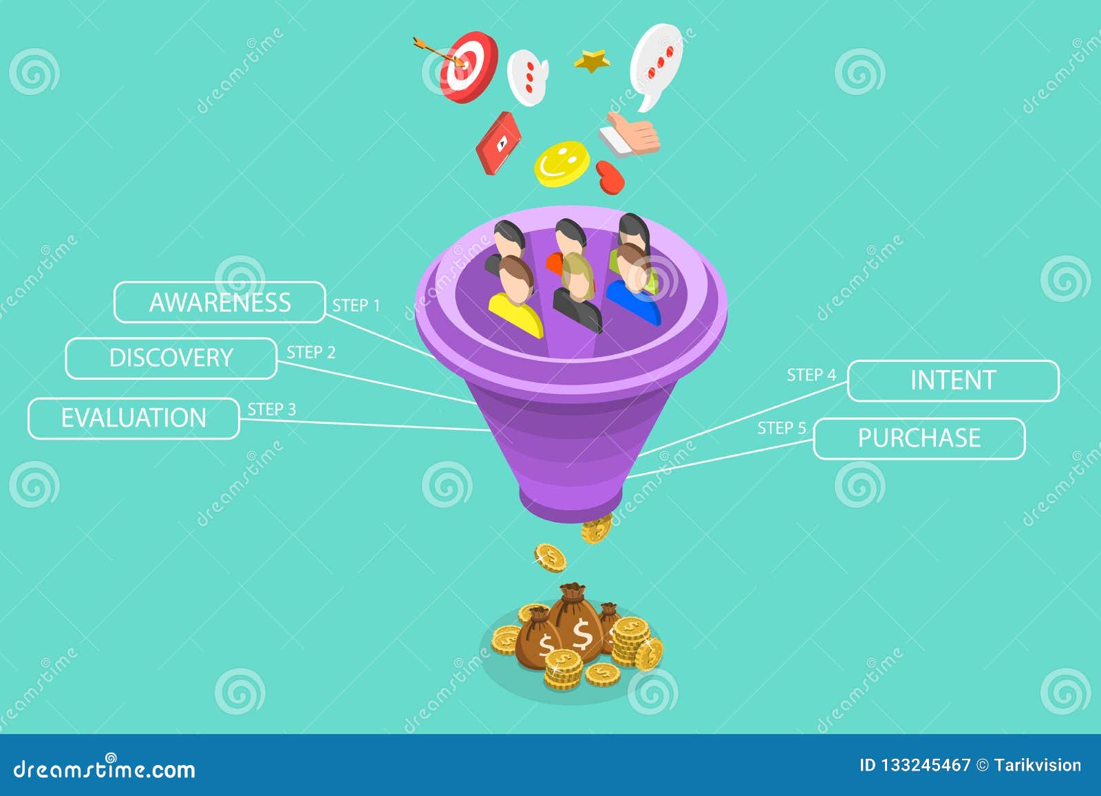 Conversion Funnel Symbol Cartoon Vector | CartoonDealer.com #93343591