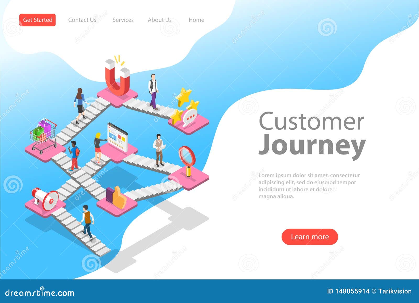 Isometric Flat Vector Landing Page Template of Customer Buying Process ... Isometric Flat Vector Landing Page Template of Customer Buying Process ...