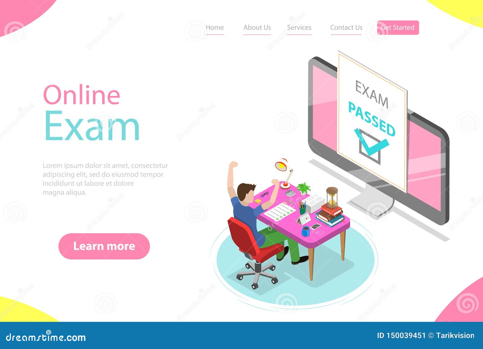 Isometric Flat Vector Landing Page Template of Passed Online Exam ... Isometric Flat Vector Landing Page Template of Passed Online Exam ...