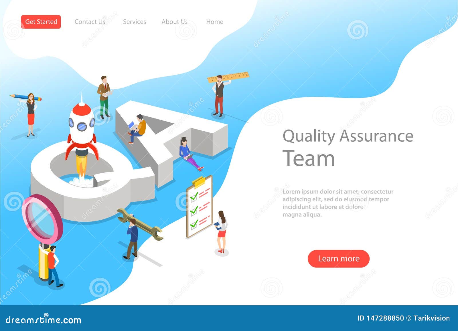 Isometric Flat Vector Landing Page Template of QA, Quality Assurance ... Isometric Flat Vector Landing Page Template of QA, Quality Assurance ...