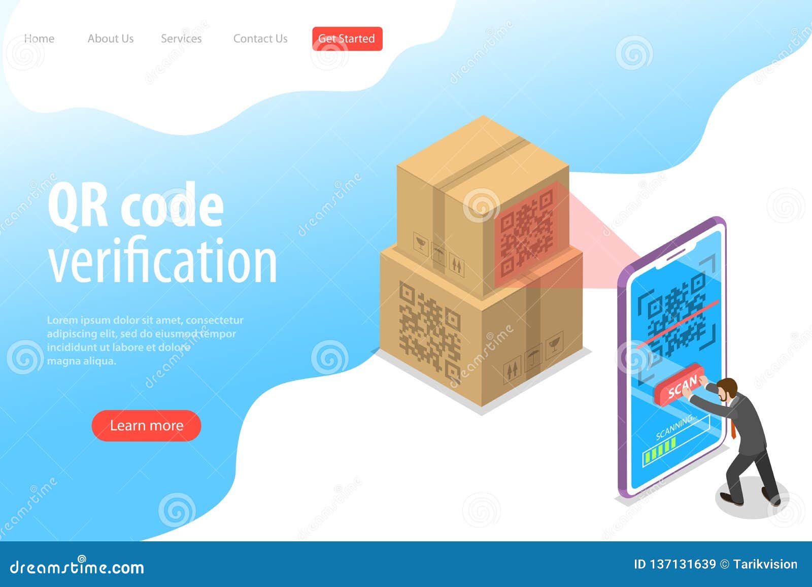 Isometric Flat Vector Landing Page Template of QR Code, Barcode ... Isometric Flat Vector Landing Page Template of QR Code, Barcode ...