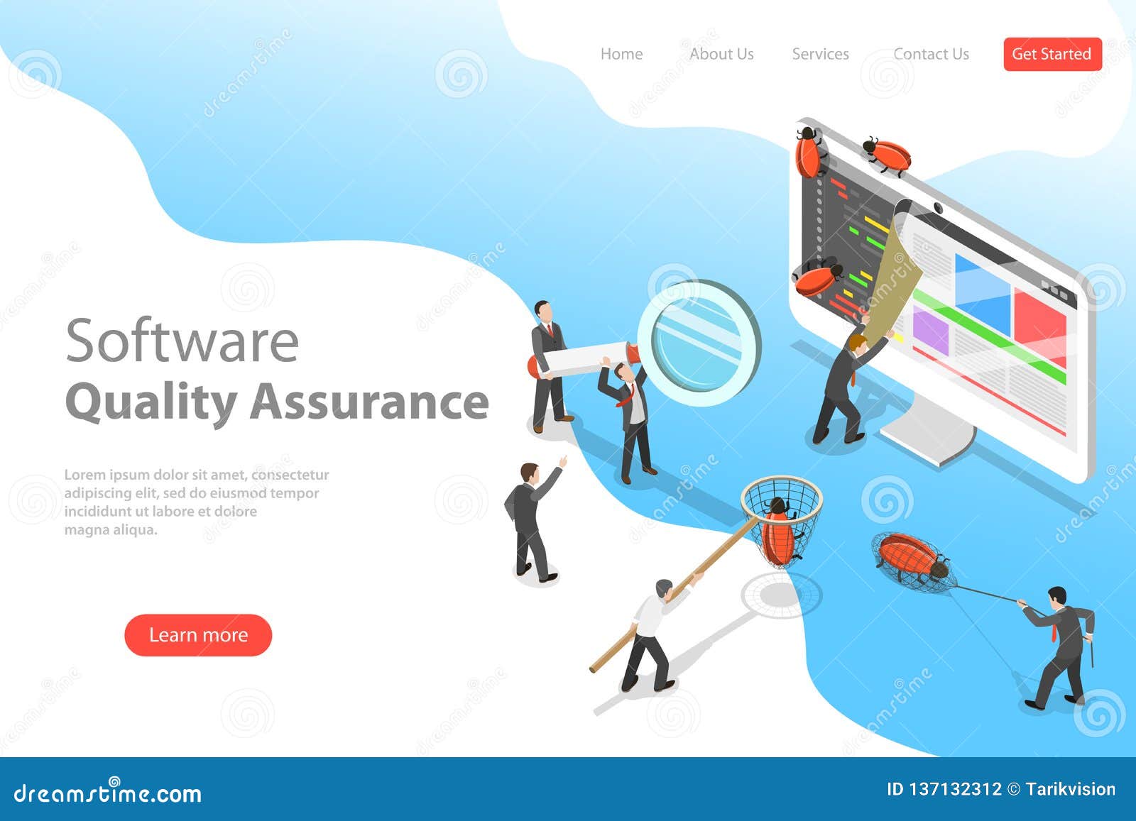 Isometric Flat Vector Landing Page Template of Software Quality ... Isometric Flat Vector Landing Page Template of Software Quality ...