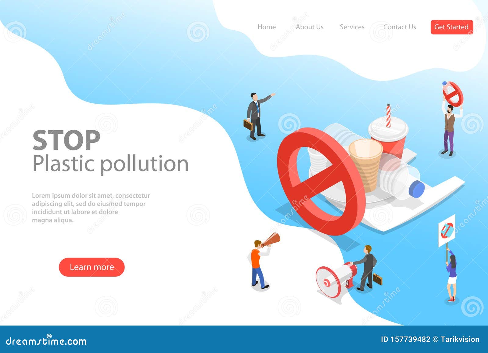 Stop Plastic Pollution Banner Template Vector Illustration ...